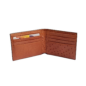 Rodomus Men's Genuine Ostrich Skin Leather Wallet - RFID blocking Brown