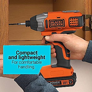 BLACK+DECKER 20V MAX* POWERCONNECT 1/4 in. Cordless Impact Driver Kit (BDCI20C)