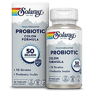 SOLARAY Mycrobiome Probiotic Colon Formula | Formulated to Support Healthy Intestinal & Colon Function, Immunity & More | 50 Billion CFU | 30 VegCaps