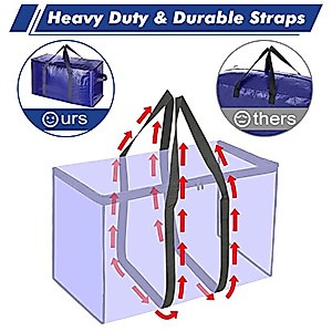 Uhogo Moving Bags Heavy Duty - 6 Pack Extra Large 110L Storage Bags with Strong Handles and Zippers - Durable, Waterproof and Space-Saving Alternative to Moving Boxes (Blue)