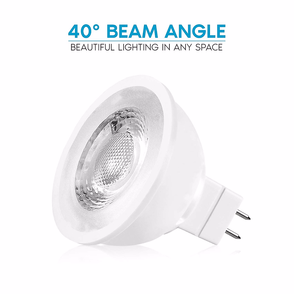 LUXRITE MR16 LED Bulb 50W Equivalent, 12V, 5000K Bright White Dimmable, 500 Lumens, GU5.3 LED Spotlight Bulb 6.5W, Enclosed Fixture Rated, Perfect for Track and Home Lighting (6 Pack)