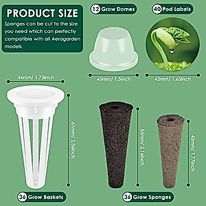 PACETAP 124 Pcs Seed Pod Kit for AeroGarden, Plant Seed Starter Sponges Kit for Hydroponic Growing System, Growing Seed Pods Kit Include 36 Grow Sponges, 36 Grow Baskets, 12 Grow Domes, 40 Pod Labels