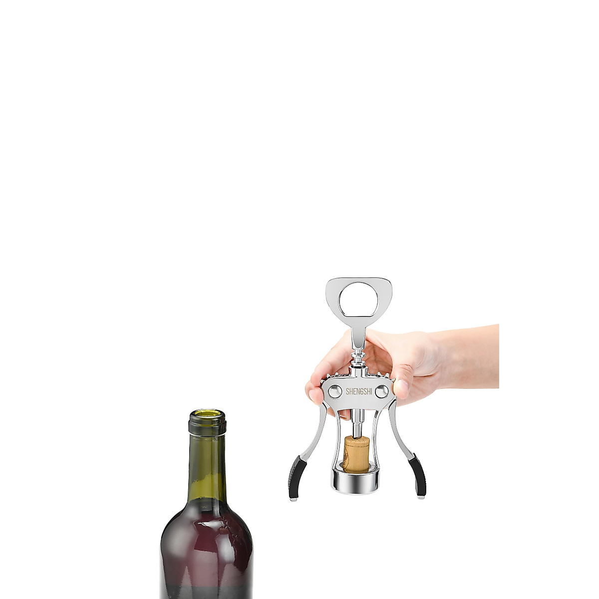 shengshi Wine Opener Zinc Alloy Premium Wing Corkscrew Wine Bottle Opener With Multifunctional Bottles Opener