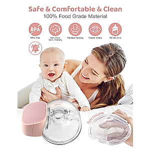 Kompoll Wearable Breast Pump Portable Electric Hands-Free Breast Pump with 2 Mode & 5 Levels, Wireless Worn in-Bra Painless Breastfeeding, Pink