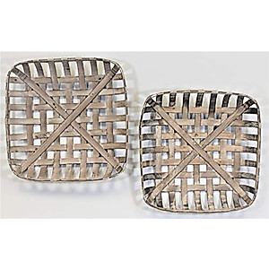 2 Piece Set of Tobacco Baskets, Farmhouse Decor, Med 21" Squares - Silvercloud Trading Co.