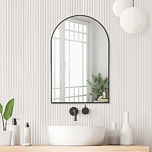 NeuType 36"x24" Arched Wall Mirror Full Length Wall Mirror Body Mirror Bathroom Mirror Full Body Hanging Mirror Black Floor Mirror Standing Mirror Black Mirror for Bathroom