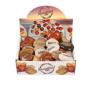 ROCKIMPACT 50PCS Engraved Rocks Different Words Inspirational Stones Bulk Faith Stones Zen Stones Gratitude Rocks Healing Prayer Stones Encouragement Rocks, 2"-3" Each