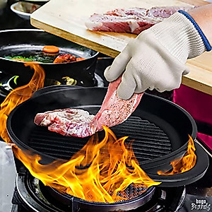 Heat Resistant Cooking Gloves - BBQ Kitchen Gloves Grill 932°F Heat Resistant Oven Gloves for Handling Hot Food Cooking Baking Oven Welding Gloves - Camping Cooking Pot Indoor Outdoor Gloves