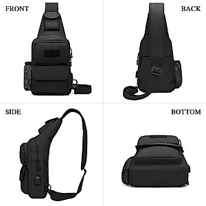 BAIGIO Tactical Sling Bag Crossbody Pack One Shoulder Backpack (Black)