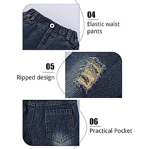 YALLET 2T 3T Toddler Baby Boy Clothes Fall Winter Outfit Sets Long Sleeve Letter Hoodies Top+Ripped Denim Pants 2pcs