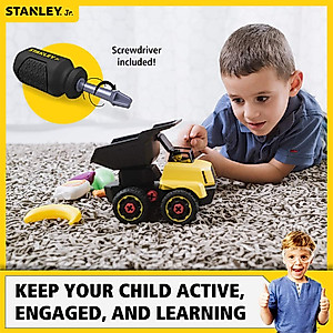 STANLEY Jr. Red Toolbox Stanley Jr - Take a Part Dump Truck, Yellow; Black