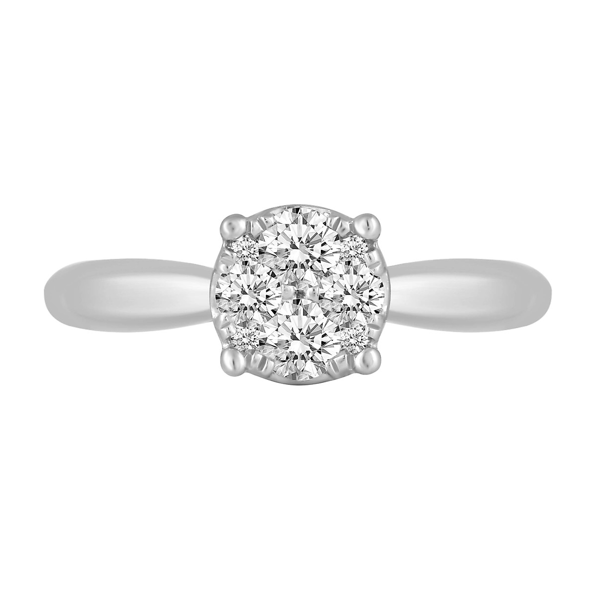 Fifth and Fine 1/2Cttw to 1.00Cttw Natural Diamond Cluster Solitaire Ring Set in Sterling Silver (6, .50)