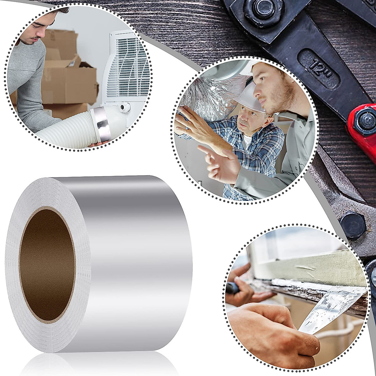 Outus Aluminum Tape 2.36 Inch x 115 Feet, 1.8 Silk Aluminum Foil Tape HVAC High Temp Insulation High Heat Resistant Sealing Film for Duct Work Ac Units Furnace Dryer Vent