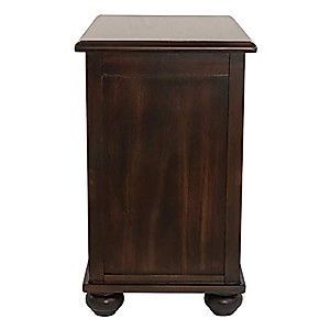 Signature Design by Ashley Barilanni Traditional Chair Side End Table with 1 Storage Cubby, 2 Fixed Shelves, 2 USB Ports & Outlets, Dark Brown