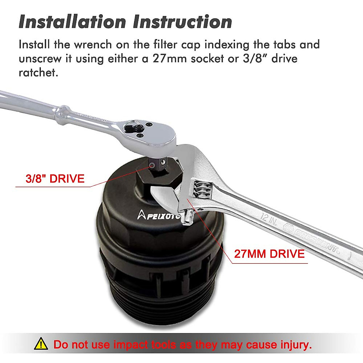Apeixoto Oil Filter Wrench Cap Removal Tool Fits 64mm Cartridge Housing for Camry Rav4 HighLander Sienna Tundra with 2.5L-5.7L Engine