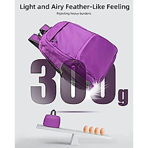 MULISOFT 30L Foldable Hiking Backpack, Lightweight Camping Backpack for Outdoor, Travel, Water-Resistant day backpack for Men & Women, Multifunctional Daypack with 8 Compartments, Purple