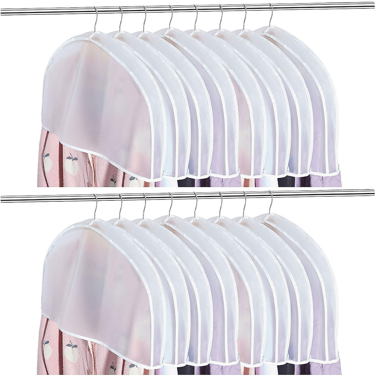 Patelai 24 Pieces Dust Covers for Hanging Clothes 24 x 12 x 2 Inches Shoulder Covers for Hanging Clothes for Closet Storage Suit, Coats, Jackets, Dress Closet Storage