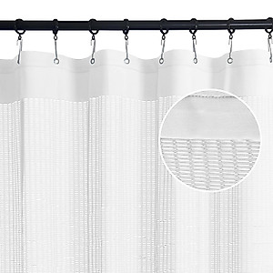 Hospital Privacy Partition Silver Grommet Curtain, Extra Wider Medical Privacy Curtain for Room Divider, Cubicle Divider Curtain for SPA Clinic Show Room(1 Panel,12ft Wide x 7ft Tall,White)