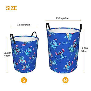 VLHENCD Cartoon Laundry Basket with Handles, Waterproof Laundry Hamper Organizer Basket for Clothes Toys Medium