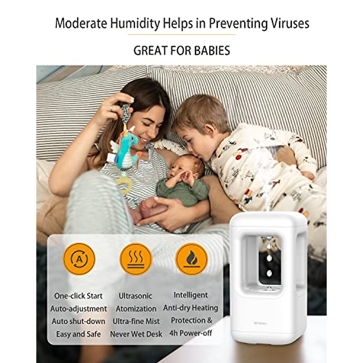 Cool Mist Humidifier Anti gravity Water Droplet Countercurrent Retard Pressure Anxiety 500ml Humidifier for Bedroom Easy to Clean Quiet Energy-Saving Automatic Shutdown Power-off Protection… (White)