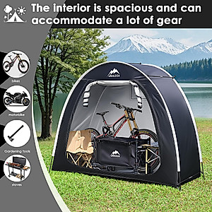 MAIZOA Outdoor Bike Covers Storage Shed Tent,210D Oxford Thick Waterproof Fabric,outdoor aluminum alloy bracket bicycle storage shed, neat tent bicycle cover (L-BLACK)