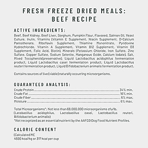 Get Joy Gut Health Fresh Freeze Dried Raw Meal, Beef Recipe, 16 Ounce Bag, Dog Food for Dogs of All Breeds and Life Stages, PhD Animal Nutritionist Formulated, USDA Beef, Made in USA