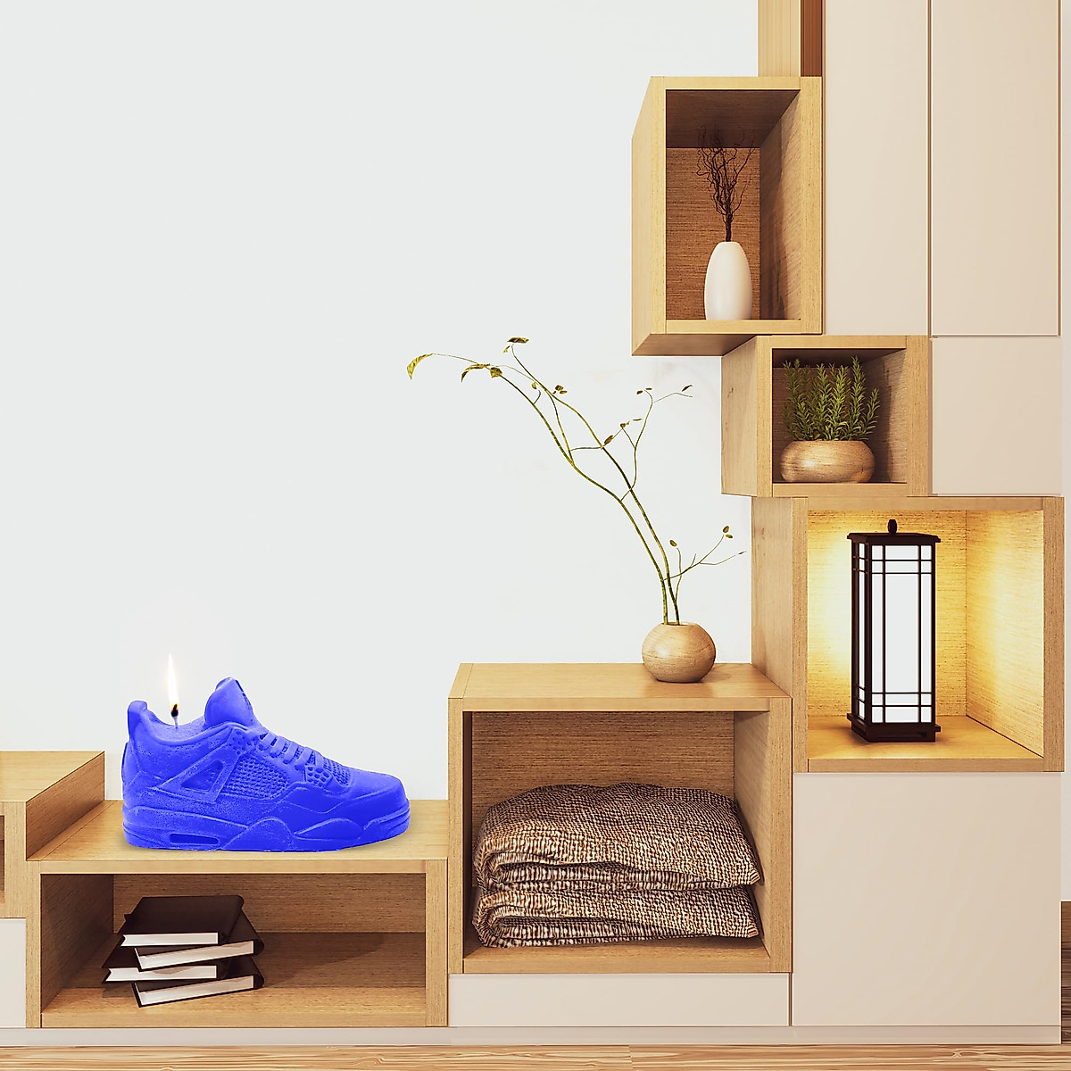 Sneaker Candle for Sneakerhead - Shoe Candle Gifts for Sneaker Heads, A Impressive Realistic Detail, Cake Topper Fun Gift A_J4 (Small, Blue)