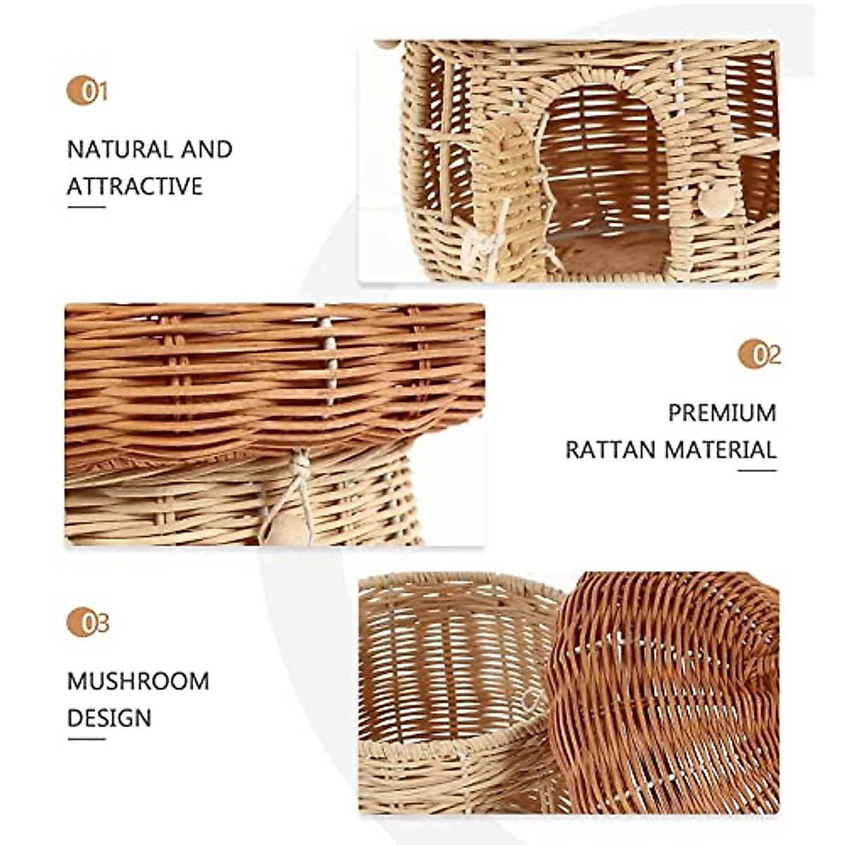 CHADWICK Easter Basket for Kids - 12 Inch Wicker Bunny Basket with Handle & Lid, Mushroom Shape Portable Easter Baskets for Eggs, Candy Storage, Picnic, Desktop Decoration, Party Gifts, Photo Props