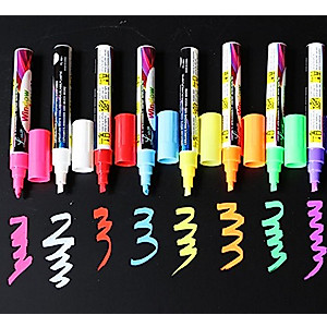 Chalk Markers Pen Erasable Markers Wet Erase Markers Washable Paint Marker Pens Highlighters Art Painting Colored Chalk Marker Chalkboard Paint Pens for Blackboard Window Mirror Bistro Non-Toxic 8PCS
