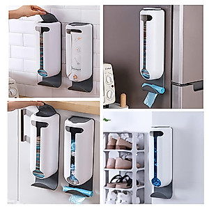 Obsoorth Wall Mounted Plastic Bag Holder Lightweight AdhesiveLarge Capacity Easy-Access Opening Grocery Bag Storage Dispenser for Kitchen Bathroom Office