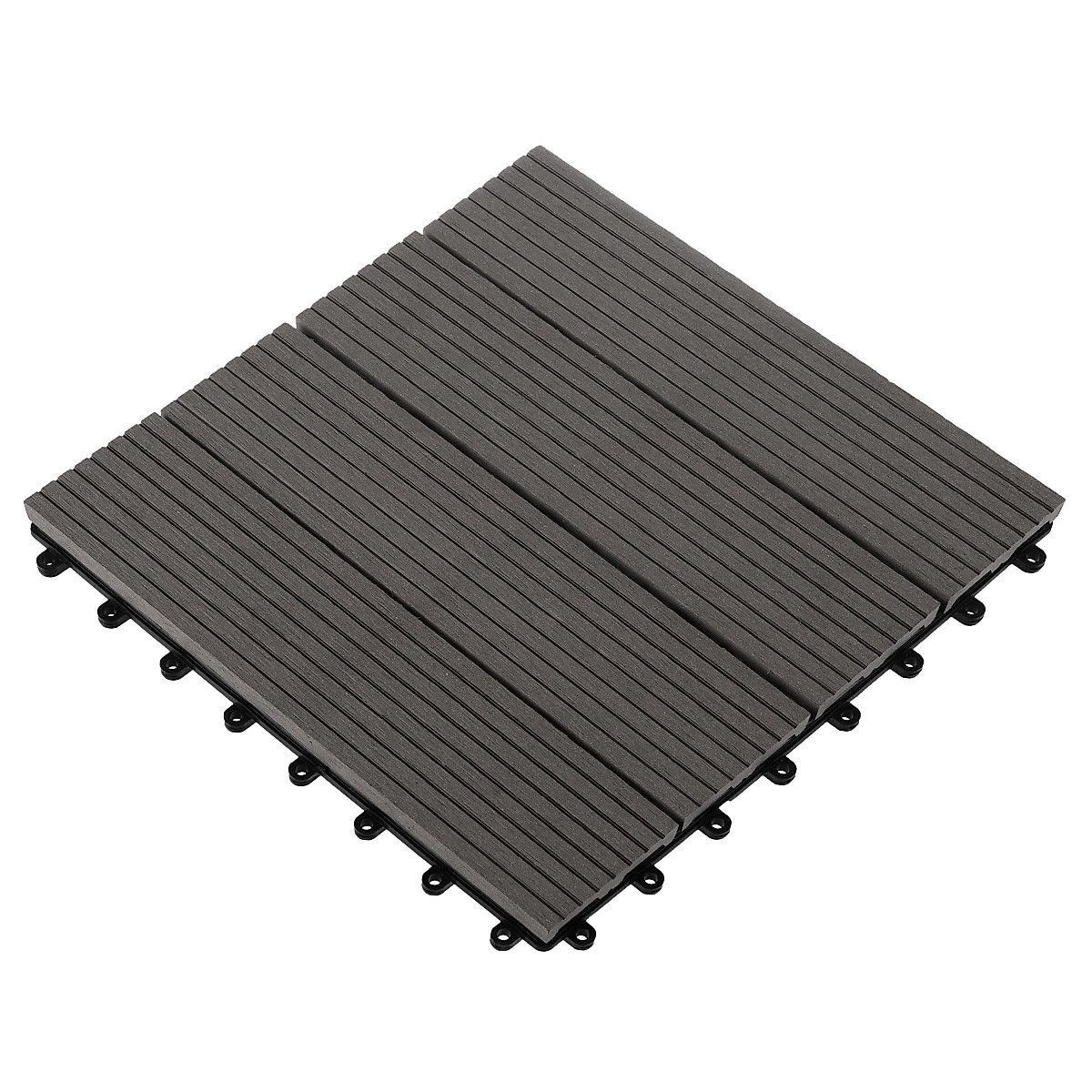 Interlocking Deck Tiles - 6-Pack 11.6-in Wood Plastic Composite All-Weather Outdoor Flooring Balcony Poolside or Patio by Pure Garden (Gray)
