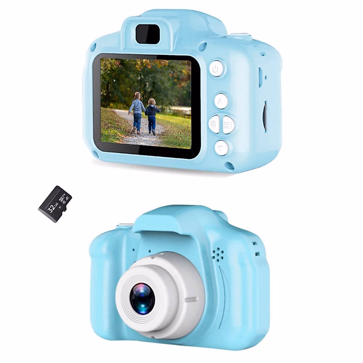 eDealz Full 1080P Kids Selfie HD Compact Digital Photo and Video Rechargeable Camera with 32GB TF Card & 2" LCD Screen and Micro USB Charging Drop Proof Blue (Blue)