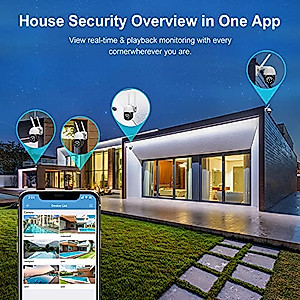 Morecam Security Cameras Outdoor, 360° View PTZ 2.4G WiFi Cameras for Home Security with Mobile App, Surveillance Camera Outside with Night Vision IP66 Compatible with Alexa Motion Detector(2 Pack)
