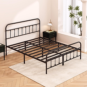 Kujielan Metal Bed Frame - Structurally Stable Heavy Duty Steel Slat Supported Full Bed Frames,No Box Spring Needed for Easy Removal and Transport…