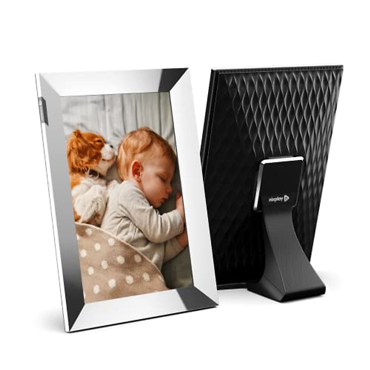 Nixplay 10.1 inch Touch Screen Digital Picture Frame with WiFi (W10K) - Polished Steel - Unlimited Cloud Photo Storage - Share Photos and Videos Instantly via Email or App - Preload Content