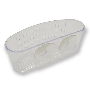 Handy Housewares Kitchen Sink Caddy Dish Soap Scrubber Sponge Holder Basket with Suction Cups - Clear (1 Pack)