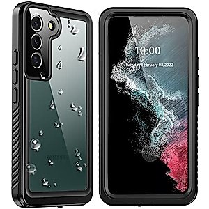 ANTSHARE Designed Samsung Galaxy S22 Case with Screen Protector,Samsung S22 Case Waterproof Shockproof Full Body Heavy Duty Protective Case for S22 5G (2022) Black/Clear