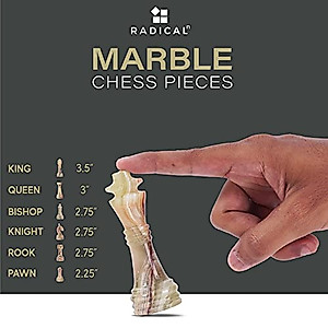 Radicaln Marble Chess Set 15 Inches Black & Multi Green Handmade Chess Game - 1 Chess Board & 32 Chess Pieces - 2 Player Chess Sets for Adults - Board Game