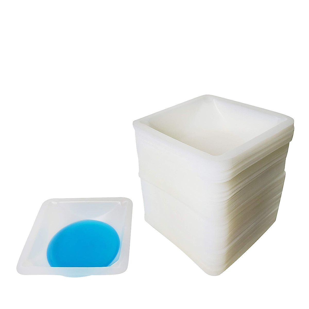 Medium 3.5" Square Polystyrene Weigh Boats, Weighing Dishes, Weighing Boats with Easy-Pour Spout, Anti-Static Disposable Tray, 100ml (120 pcs)