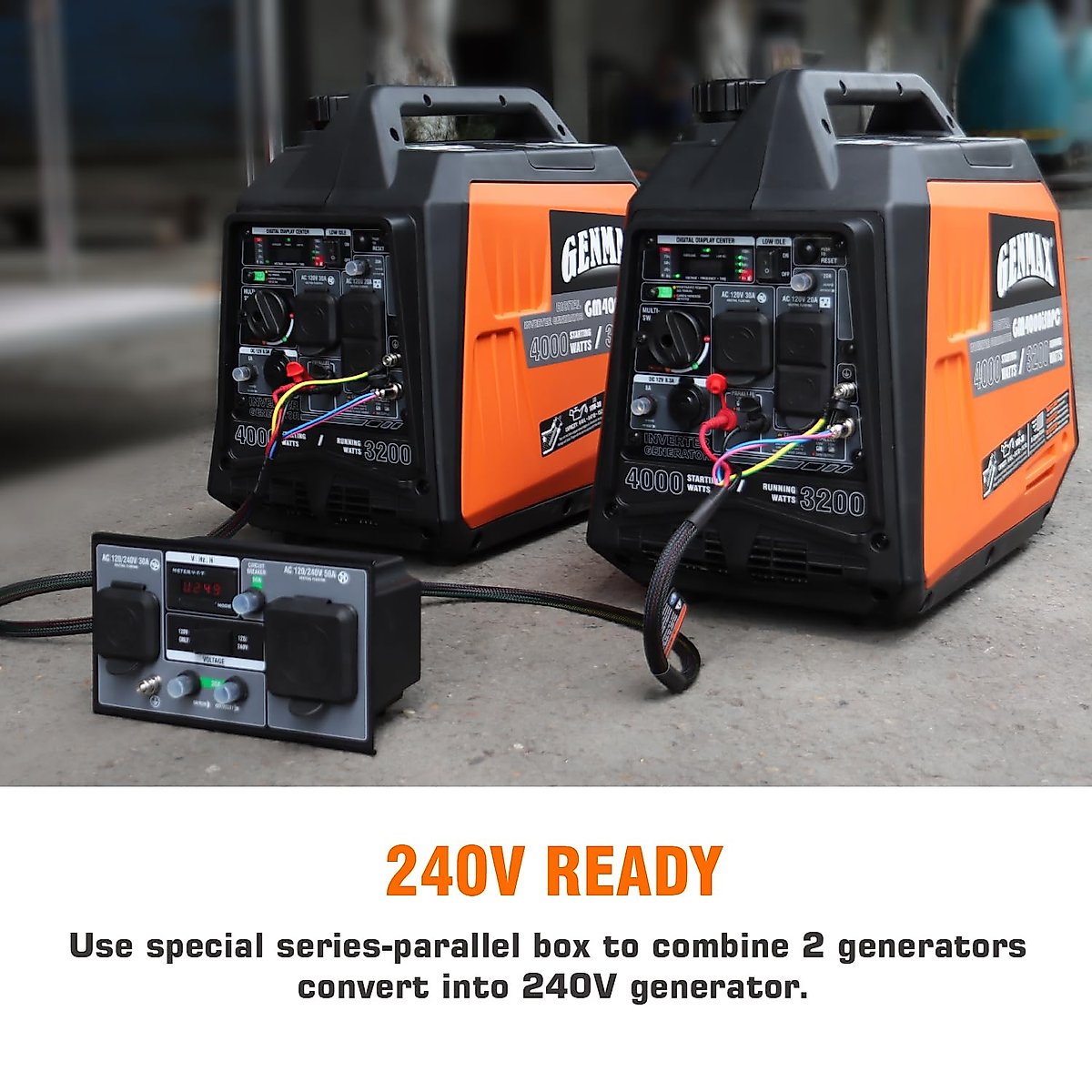 GENMAX Portable Generator,4000W ultra-quiet145cc Engine &Parallel and Series Ready, EPA & CARB Compliant, Eco-Mode Feature, Ultralightweight for Backup Home Use & Camping (GM4000iSAPC)