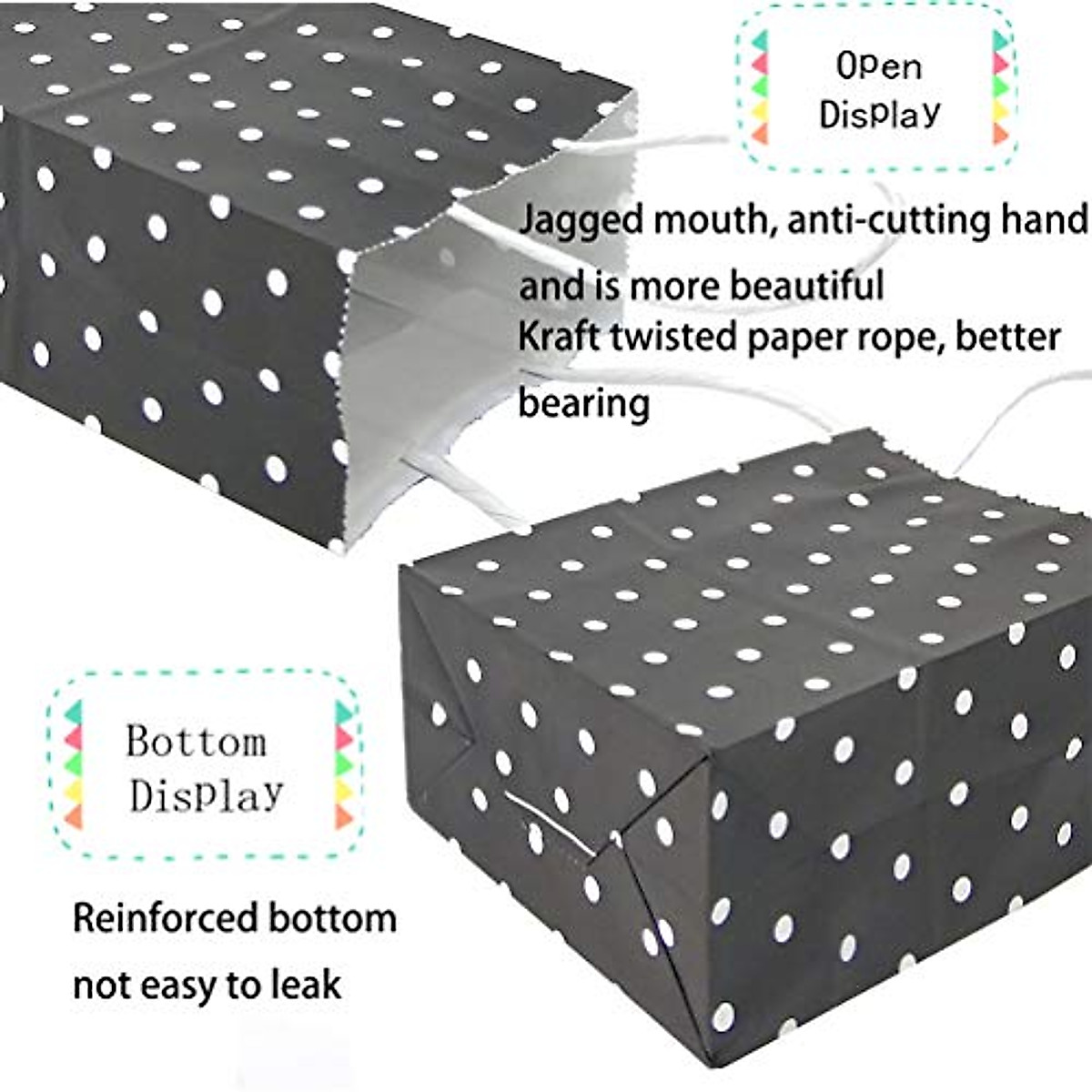 ADIDO EVA 25 PCS Gift Bags Mini Black Paper Bags with Handles for Party Supplies (6 x 4.3 x 2.3 In)