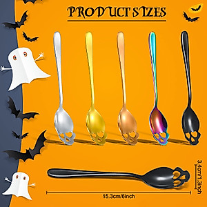 Skull Spoons Stainless Steel Coffee and Espresso Spoons for Tea, Milk, Sugar Stirring, Dessert, Cake (Mixed Color,5 Pieces)