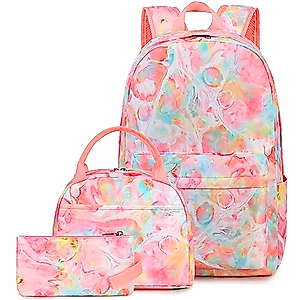 CAMTOP School Backpacks for Teen Girls Lightweight Elementary Middle Backpack Bookbags Set Medium(17 Inch,Tie Dye)