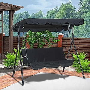 Vikye Swing Canopy Cover Set, Waterproof Swing Cover Seat Top Cover Oxford Cloth Outdoor Rainproof Durable Anti Dust Protector, 74.80 x 51.97 x 5.91 inch(Black)