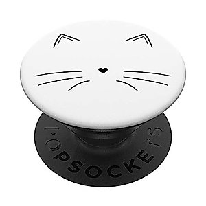 Black Cat Face White PopSockets Swappable PopGrip