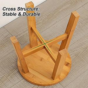Felenny Small Step Stool Bamboo Fully Assembled Wooden Spa Bath Chair Low Stool for Kitchen Bedroom Living Room Bathroom(S;9.44 inches Height)