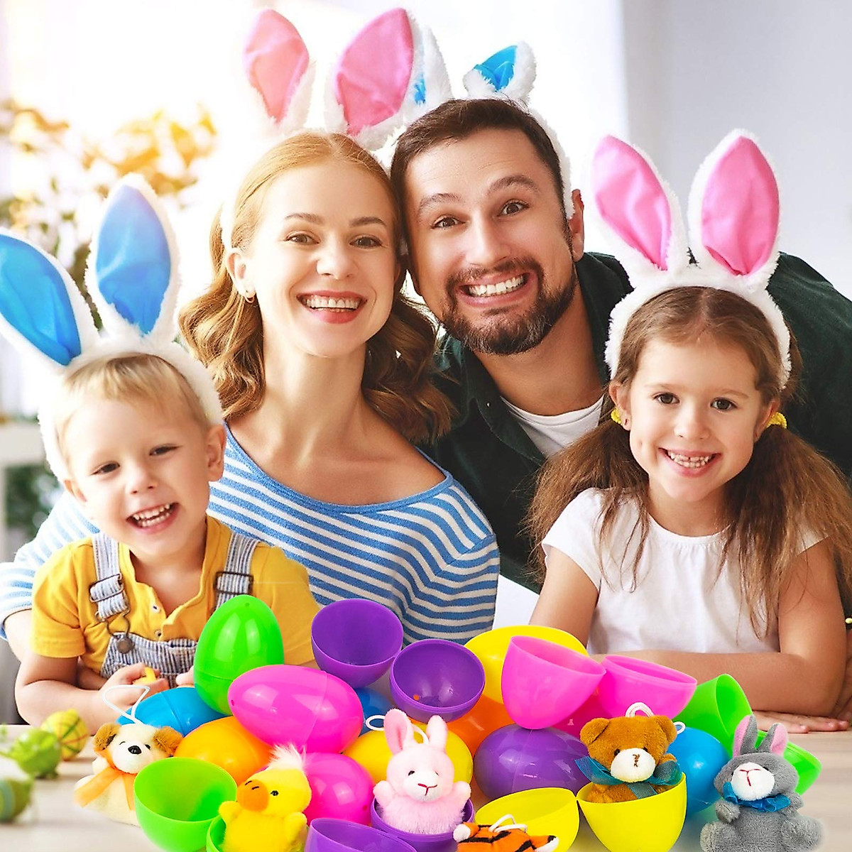 Evoio 16 Pack Easter Eggs with Plush Animals, Easter Eggs Filled with Mini Stuffed Animal Plush Toys for Kids, Toddler, Easter Egg Hunts, Basket Stuffers, Easter Party Favor Classroom Prize