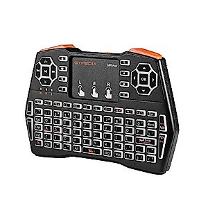 GTMEDIA 2.4G Mini Wireless Keyboard with Touchpad, USB Rechargeable Backlit QWERTY Keypad Remote Controller 92 Keys Gaming Mouse Combo for Laptop/Smart TV