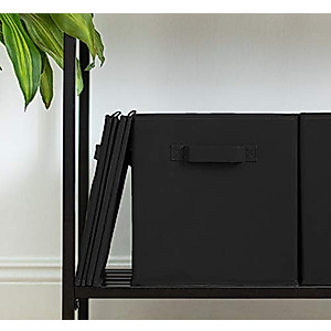 Pomatree 13x13x13 Inch Storage Cubes - 4 Pack - Large and Sturdy Storage Bins | Dual Handles, Foldable | Cube Organizer Bin | Fabric Baskets for Organizing Closet, Clothes and Toys (Black)