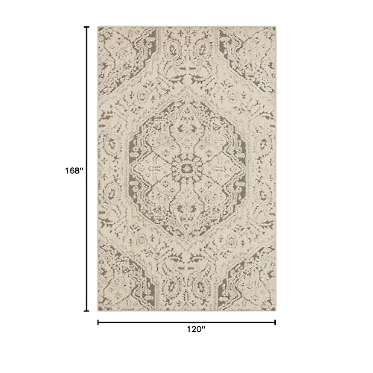 Mohawk Home Francesca Ornamental Medallion Light Gray 10' x 14' Shag Area Rug Perfect for Living Room, Dining Room, Office